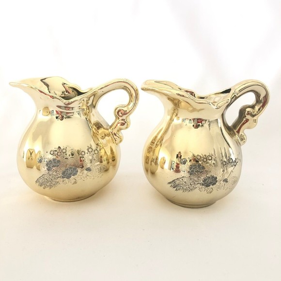 unknown | Dining | Vintage Gold Gilded Porcelain 2 Pitchers Creamers ...